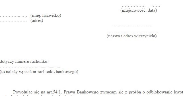 Wniosek o zwolnienie kwoty wolnej od zajęcia komorniczego | darmowe wzory pism