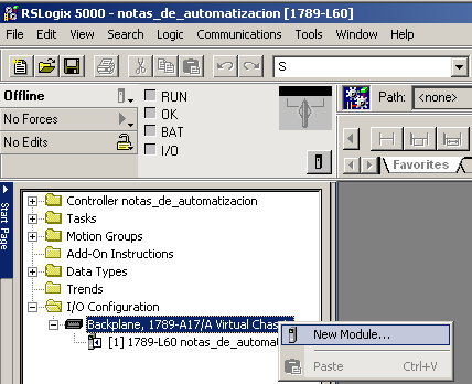 Notas de automatización: Preparando un proyecto para programar un SoftLogix