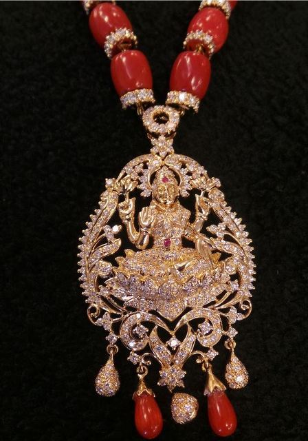 Nathella's Diamond Lakshmi Locket - Jewellery Designs
