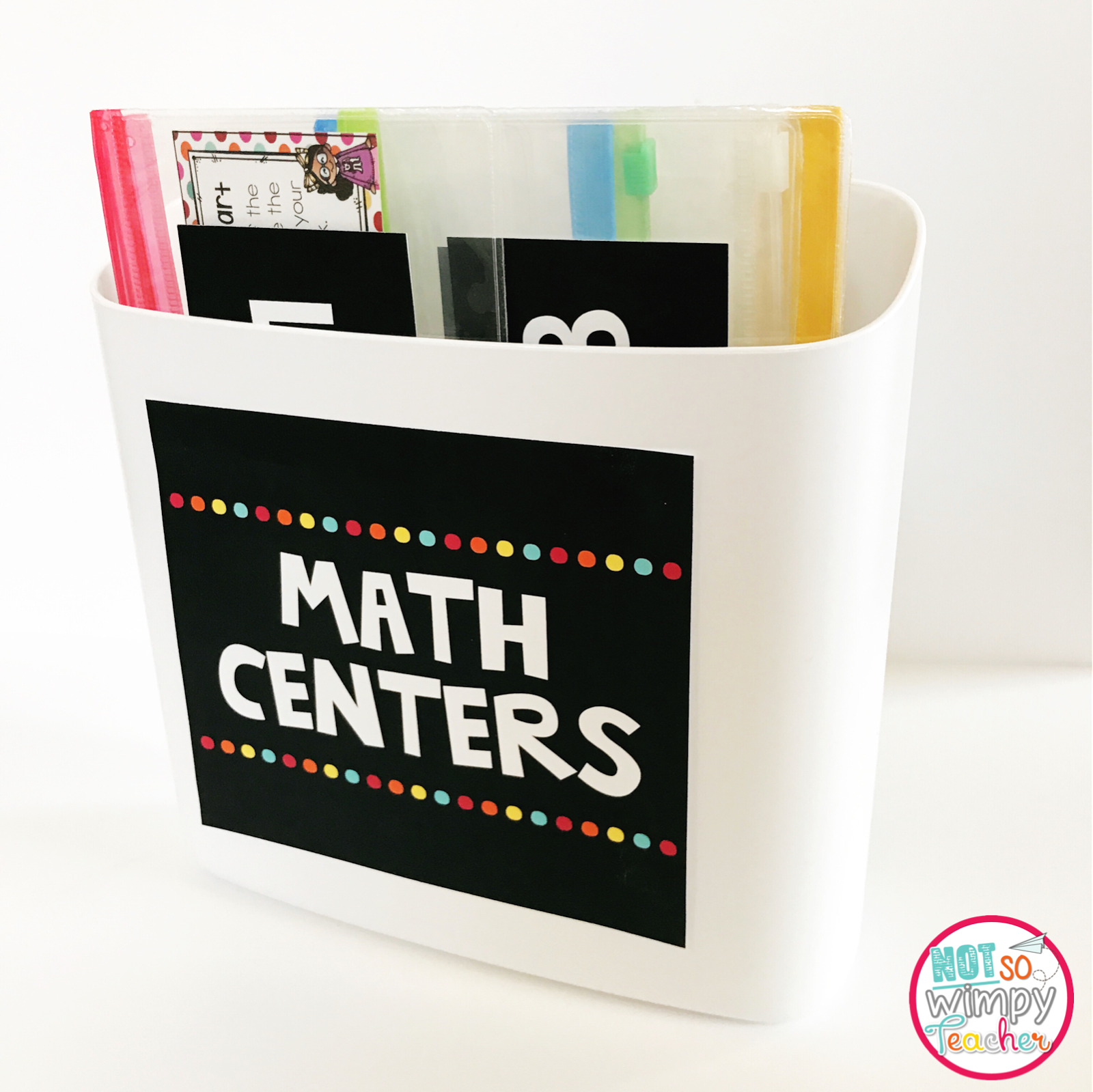 Organizing Math Centers {Free Labels} - Not So Wimpy Teacher