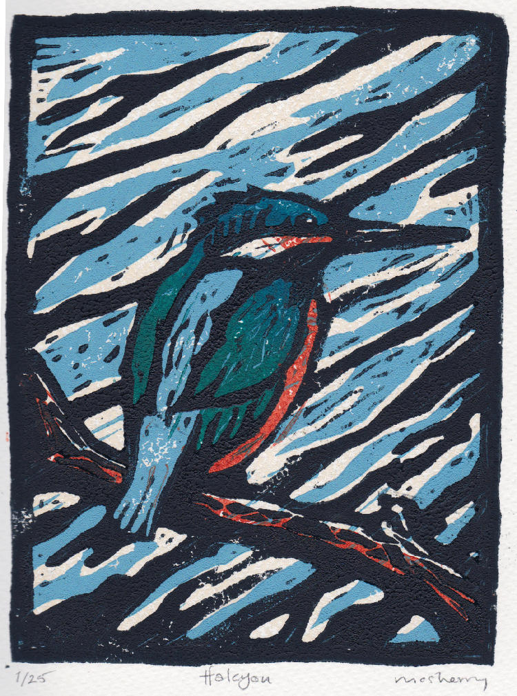 Making a 5 Colour Linocut Print. Halcyon - Kevin McSherry Illustration