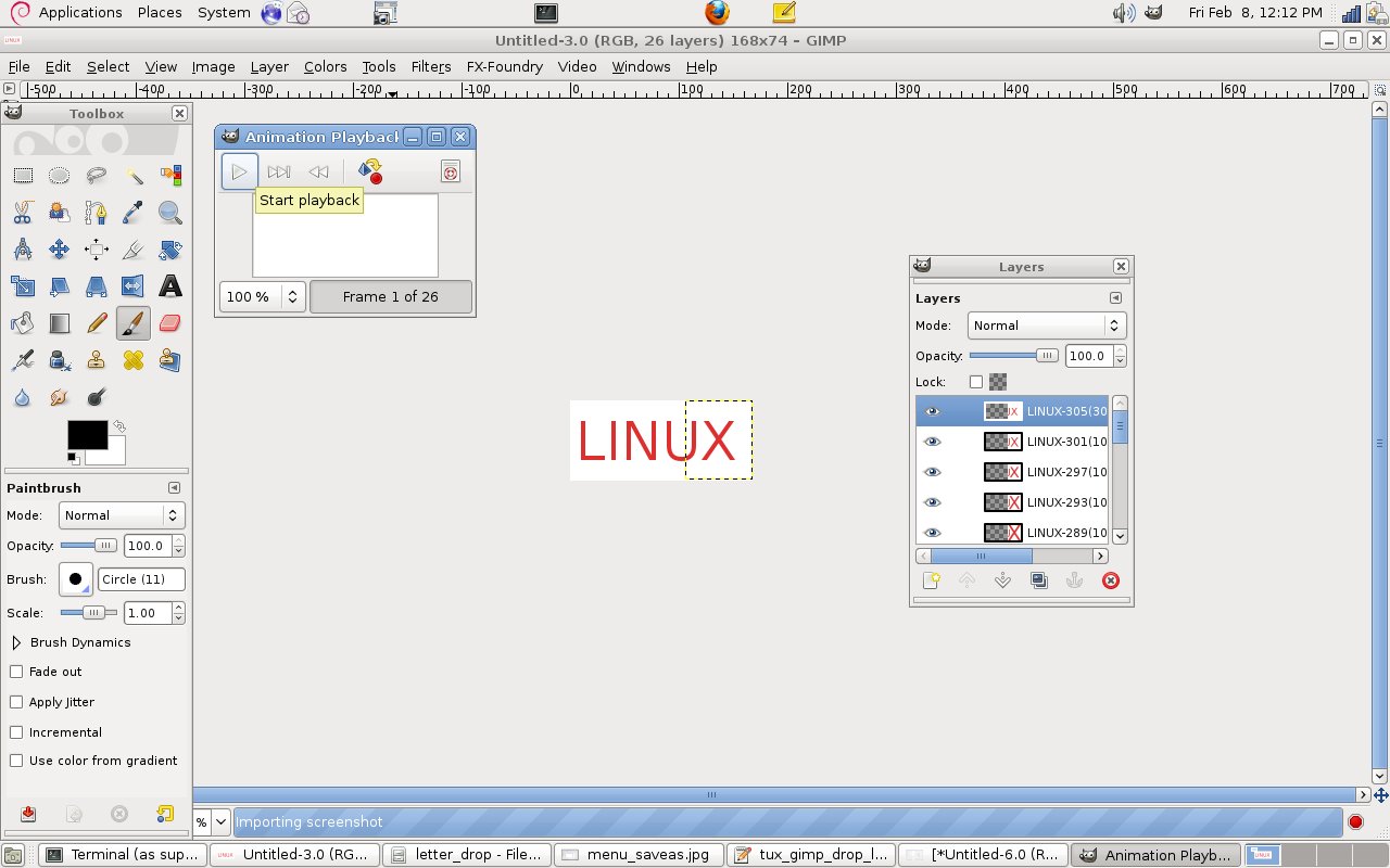 Linux World: Creating letter drop effect using gimp in linux