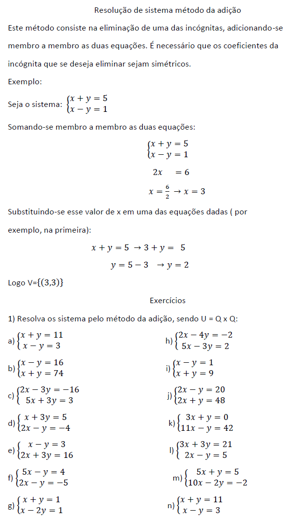 Mania De Calcular Exercícios Com Sistema De Equação Do 1º Grau Com