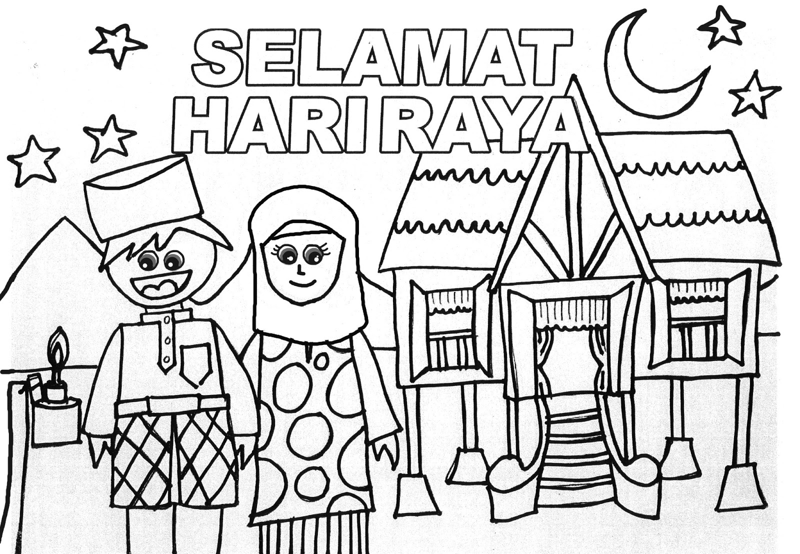 Raya Mewarna Selamat Kartun Kad Mari Suasana Sampul Aidilfitri Dan ...