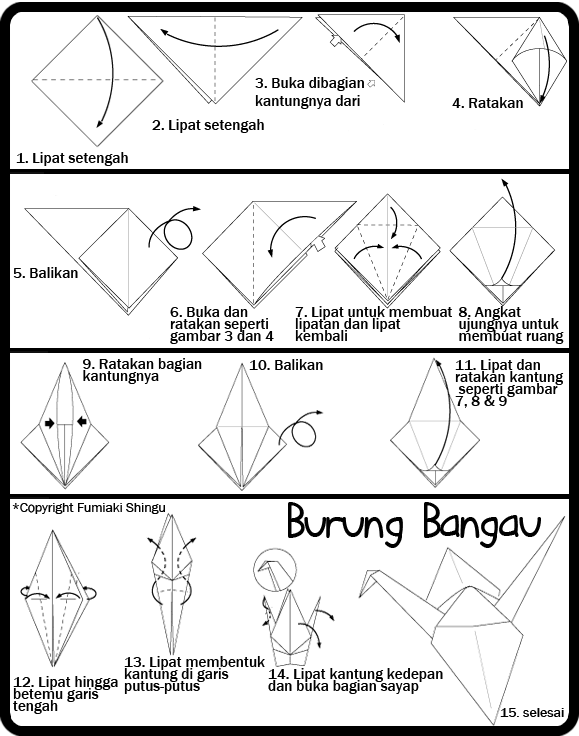 Cara Membuat Origami BURUNG BANGAU Untuk Anak