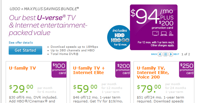 Coupons and Cash Back: $400 savings on AT&T U-verse