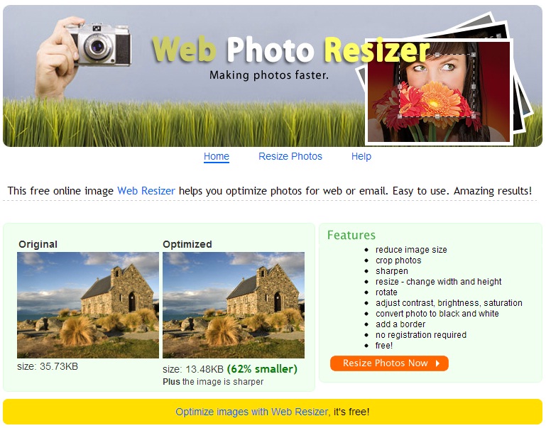 Web Photo Resizer Crop Resize sharpen rotate adjust image contrast ...