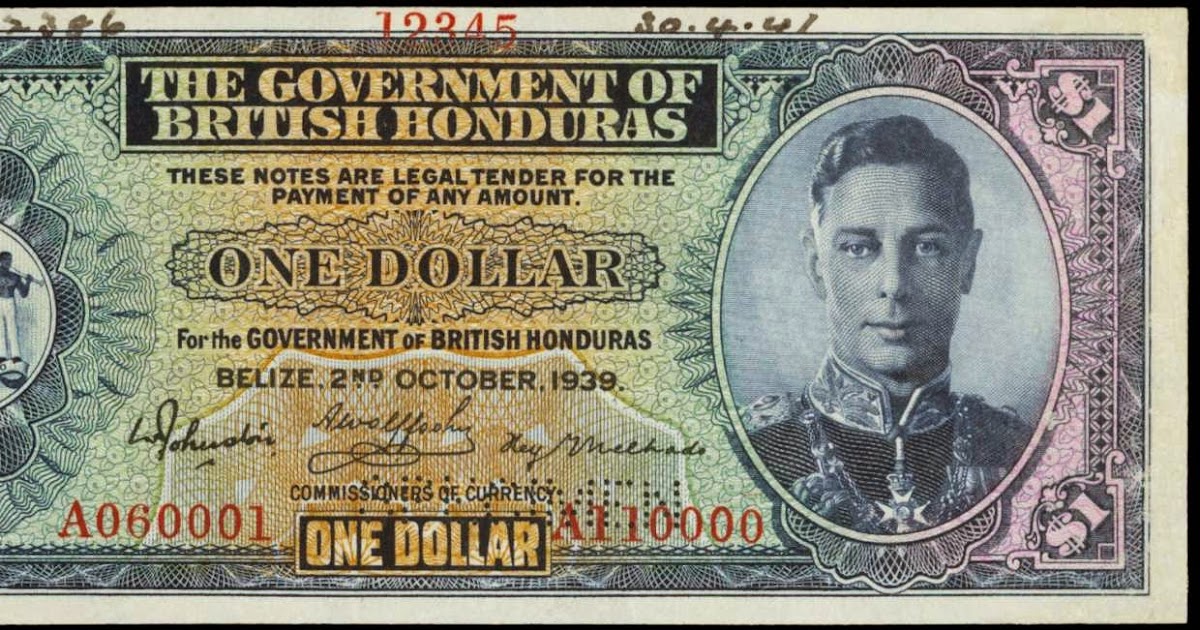 British Honduras One Dollar banknote 1939 King George VI|World ...