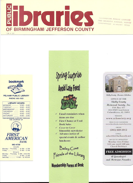 Alabama Yesterdays: Alabama Library Bookmarks