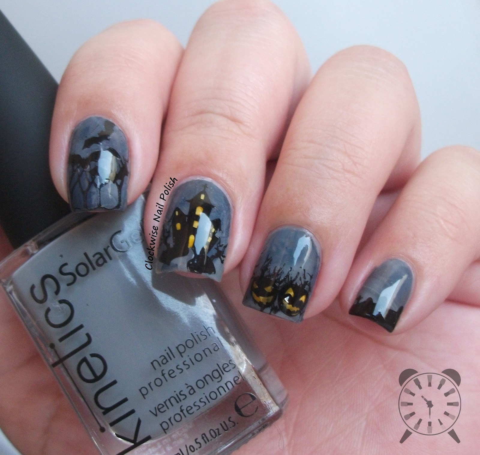 The Clockwise Nail Polish: Hunted Cemetery - Halloween Nail Art 2016