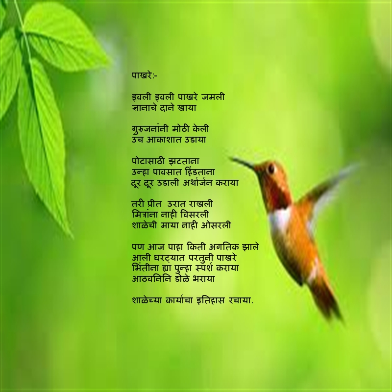 Maza Virangula: Marathi Poem-पाखरे: