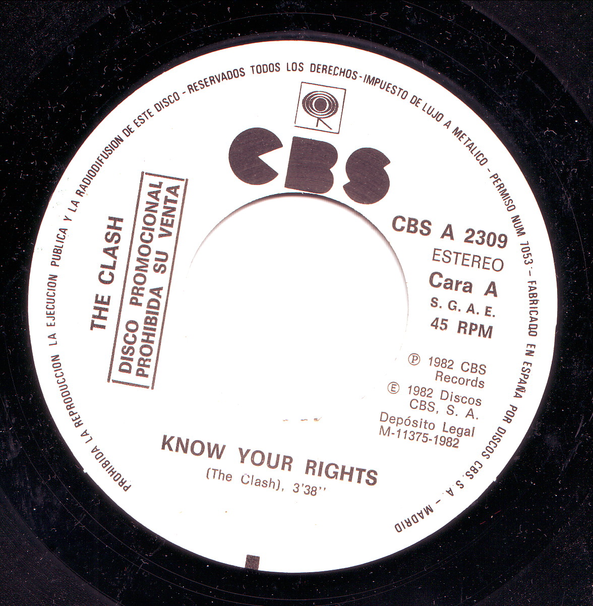 SPANISH BOMBS: The Clash -Know your rights 7" 1982