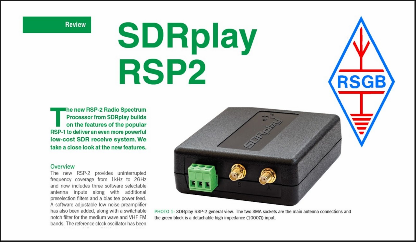 SDRplay RSP2 RSGB Review