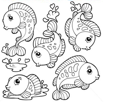 Imagini de colorat cu PESTI pentru copiii de gradinita - Bol cu Pesti ...