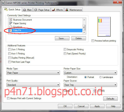 L4R45 AHMAD ELEKTRONIK: Cara menyimpan setting kertas F4/Folio di ...