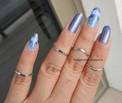CJNails: Blue stamped mani