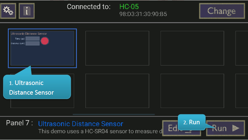 8. The result measurements of the ultrasonic sensor will show in Time ...