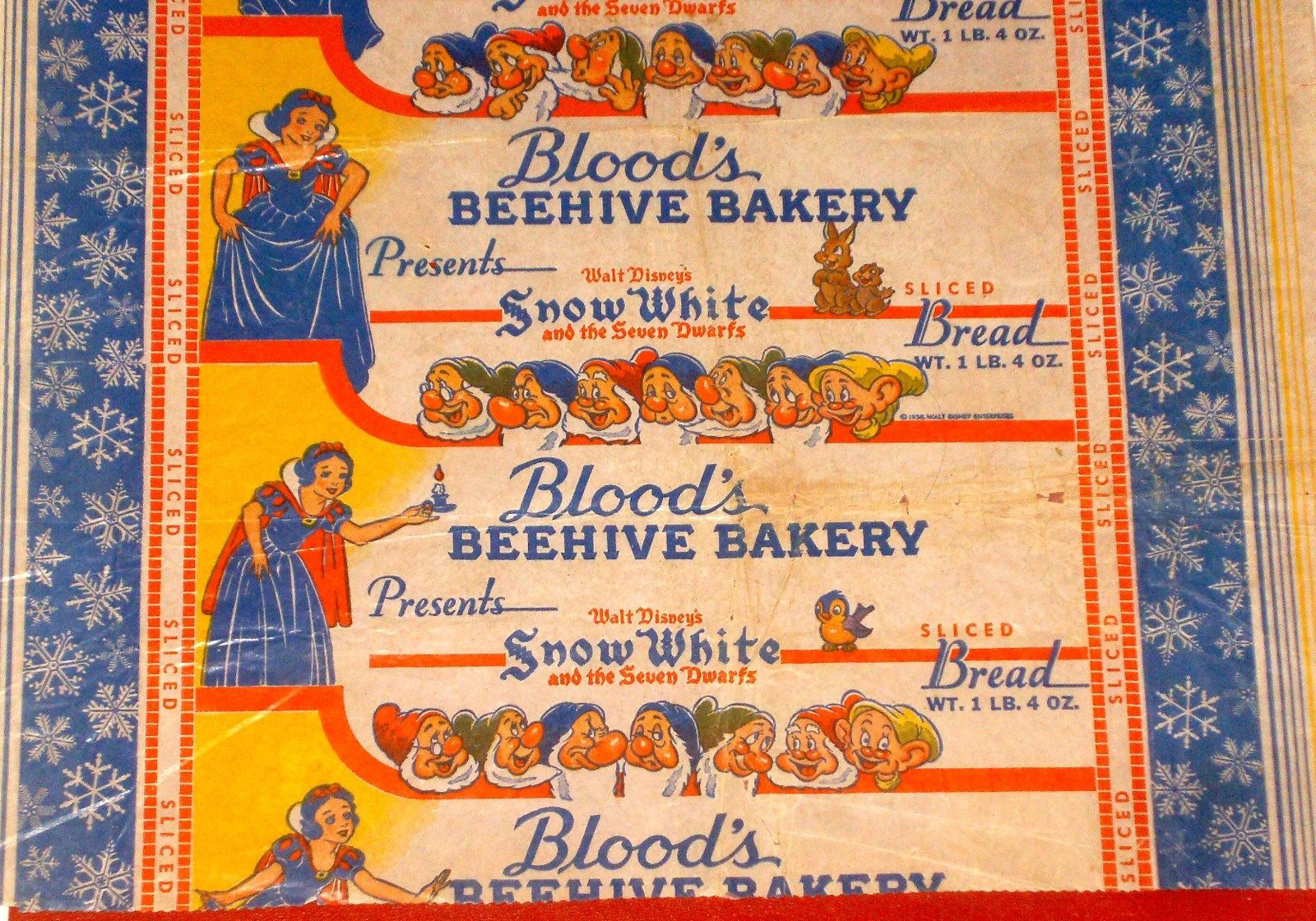 Filmic Light - Snow White Archive: 1938-39 Snow White Bread Wrappers
