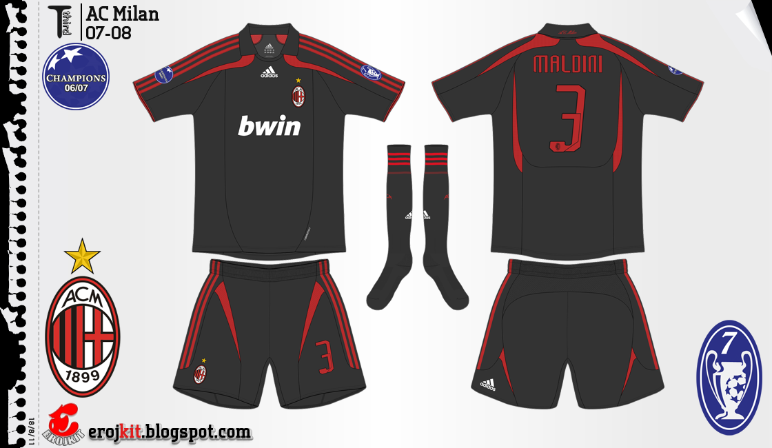 Kit Design, by eroj: 2007-08 AC Milan (Home, Away e Third)