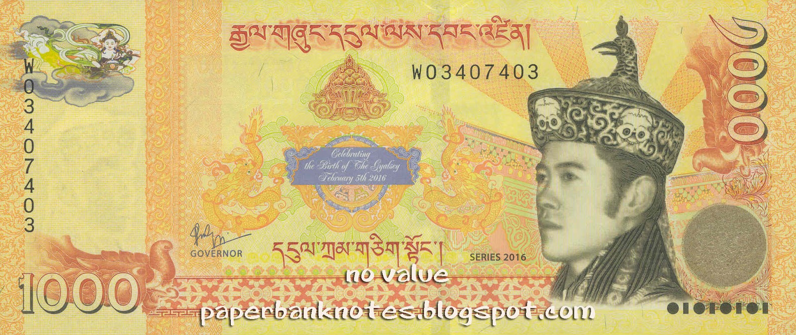 commemorative: Bhutan - 1000 Ngultrum Series 2016 Commemorative
