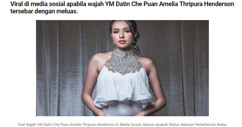 Viral Wajah Ym Datin Che Puan Amelia Thripura Henderson Di Media Sosial Namun Apakah Status