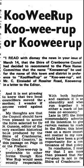 Koo Wee Rup Swamp History: How do you spell Koo-Wee-Rup?