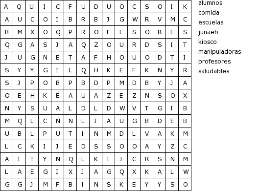 Comida Saludable en las Escuelas: SOPA DE LETRAS