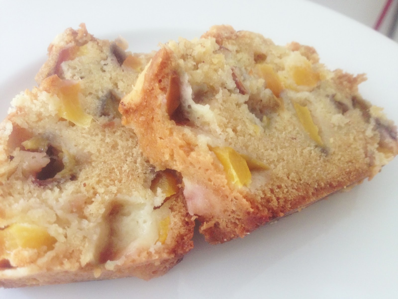 Summer Peach Loaf with Hazelnut Topping