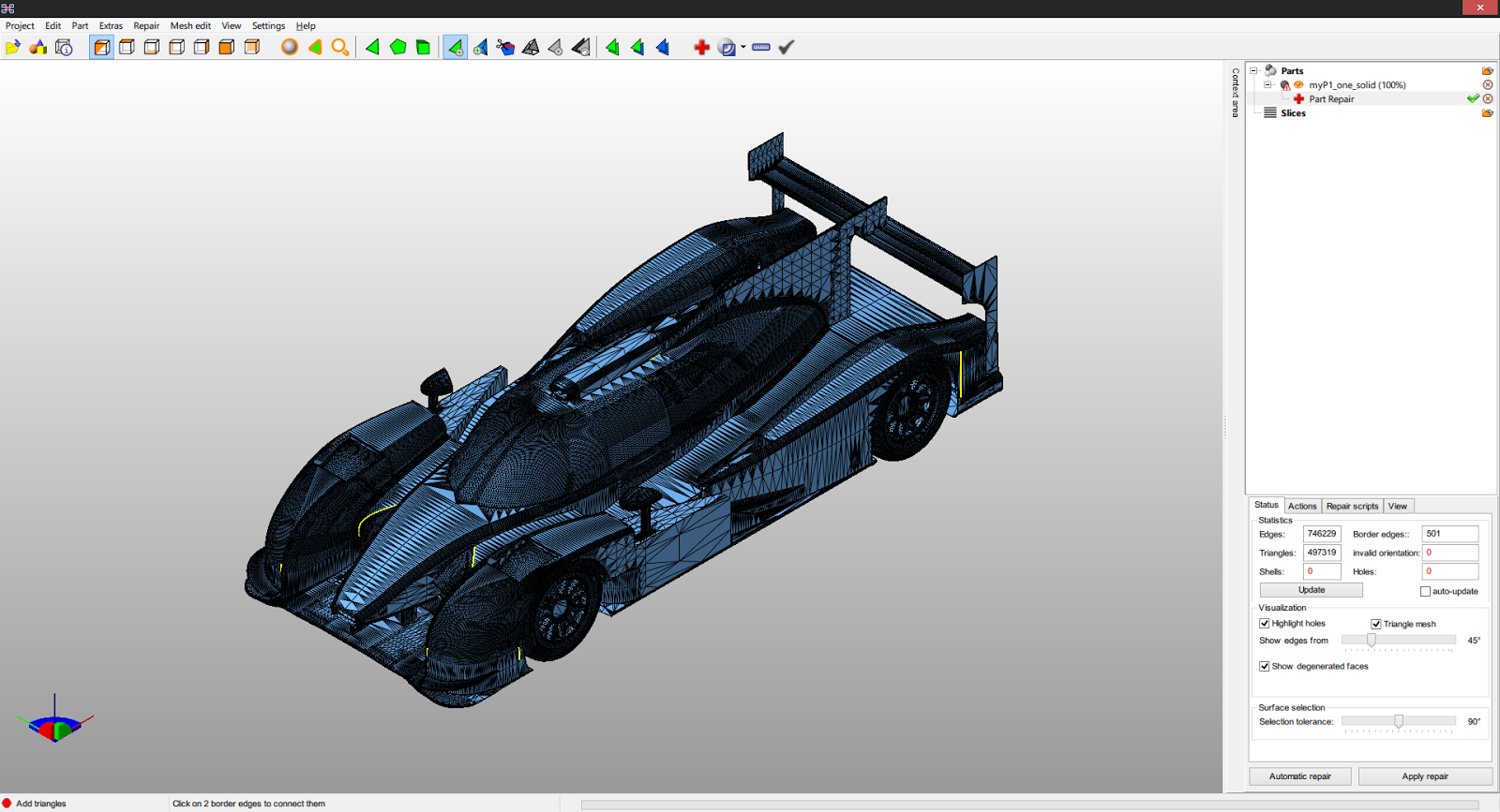 How I modified the STL file of a racing car