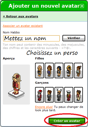 Habbo Trucs & Astuces: Créer un nouvel avatar