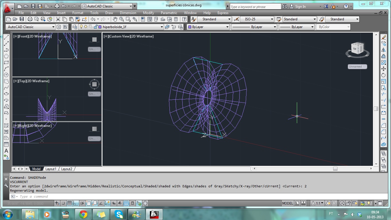 Rita Fernandes: Aula 7 e Aula 8 | Superfícies Cónicas (AutoCAD)