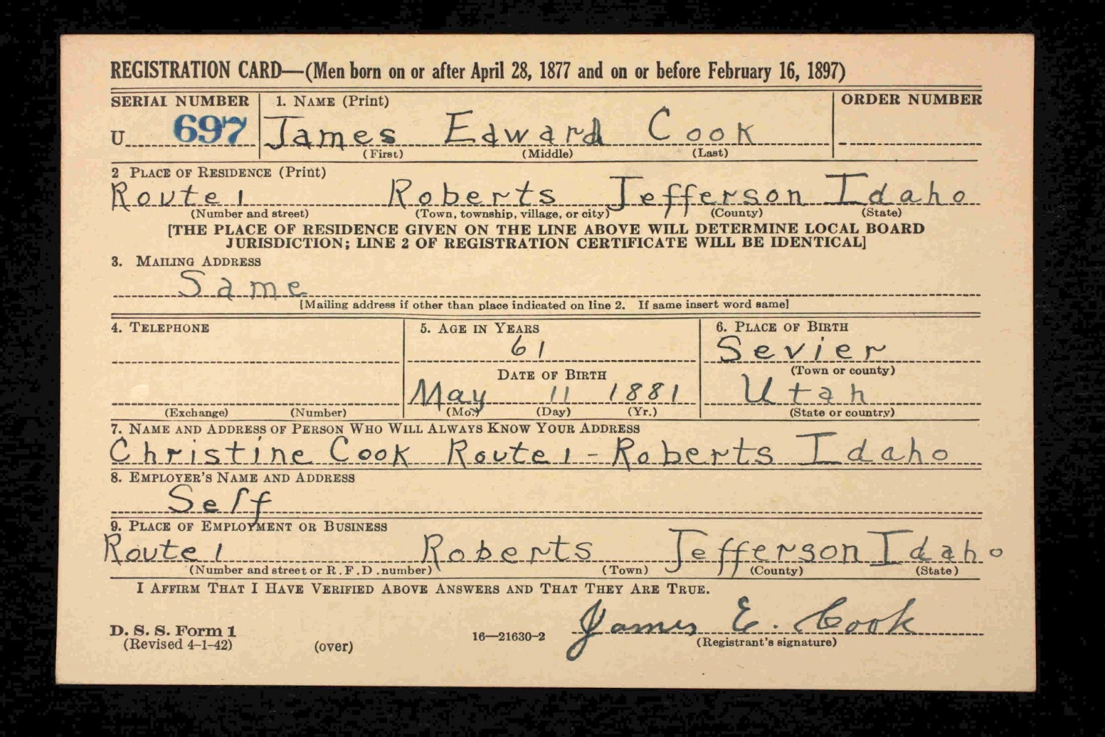 Cook Family History: James Edward Cook