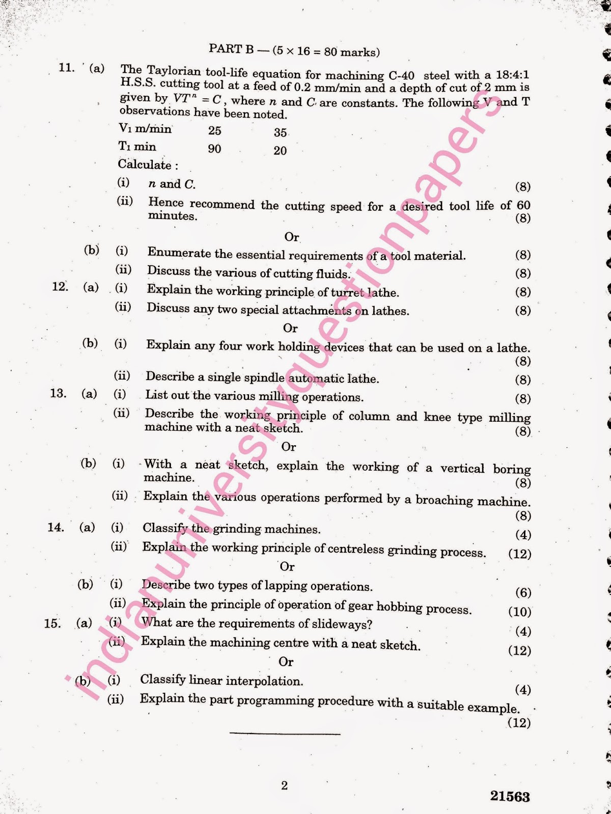 ME2252 Manufacturing Technology II B.E Mechanical Engineering 04th ...