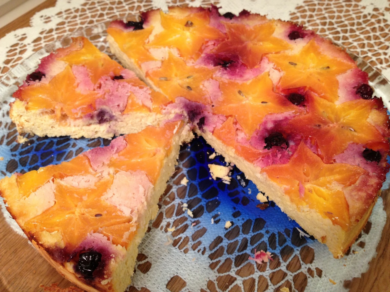 Feel Divine Food: Coconut Starfruit Upside-Down Cake with Blueberry ...