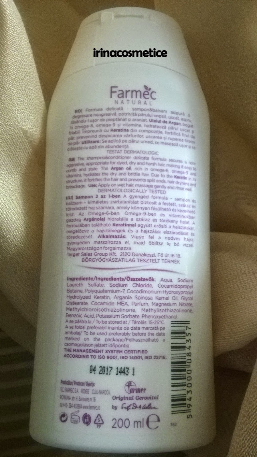 Irina's beauty blog: Sampon Farmec cu Argan