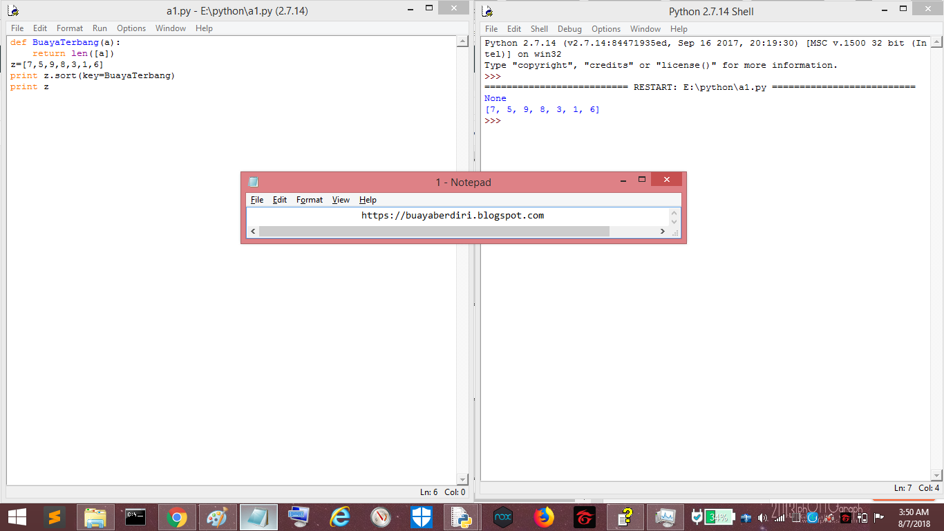 26.Belajar Bersama Python | sort(key) Pada Python