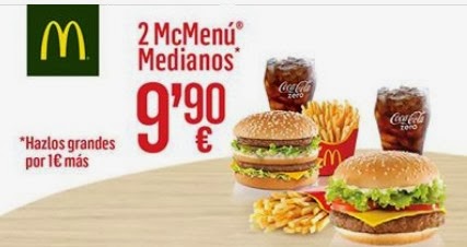 Ahorro en Moda, Belleza, Salud y más...: 2 McMenú medianos por 9,90€ en ...