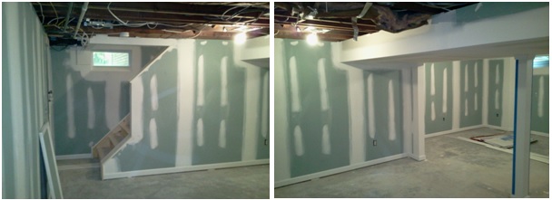 A&E Construction's Blog: Princeton Basement: Sheetrocking and Spackling