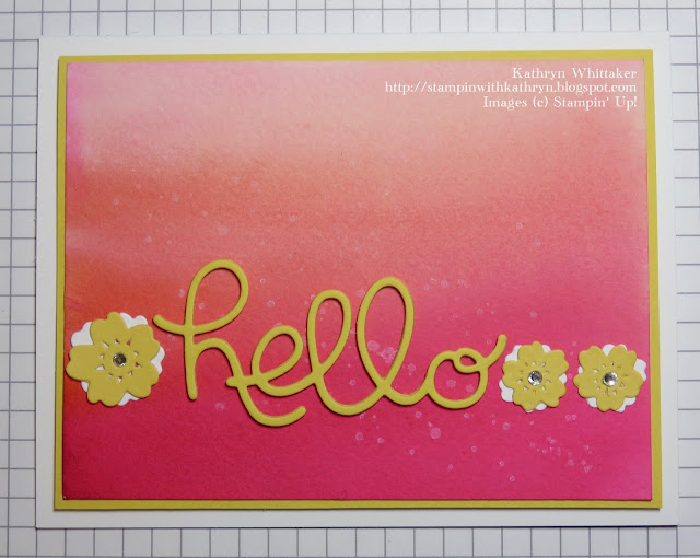 Stampin' with Kathryn: Hello Watercolor Card #tgifc65