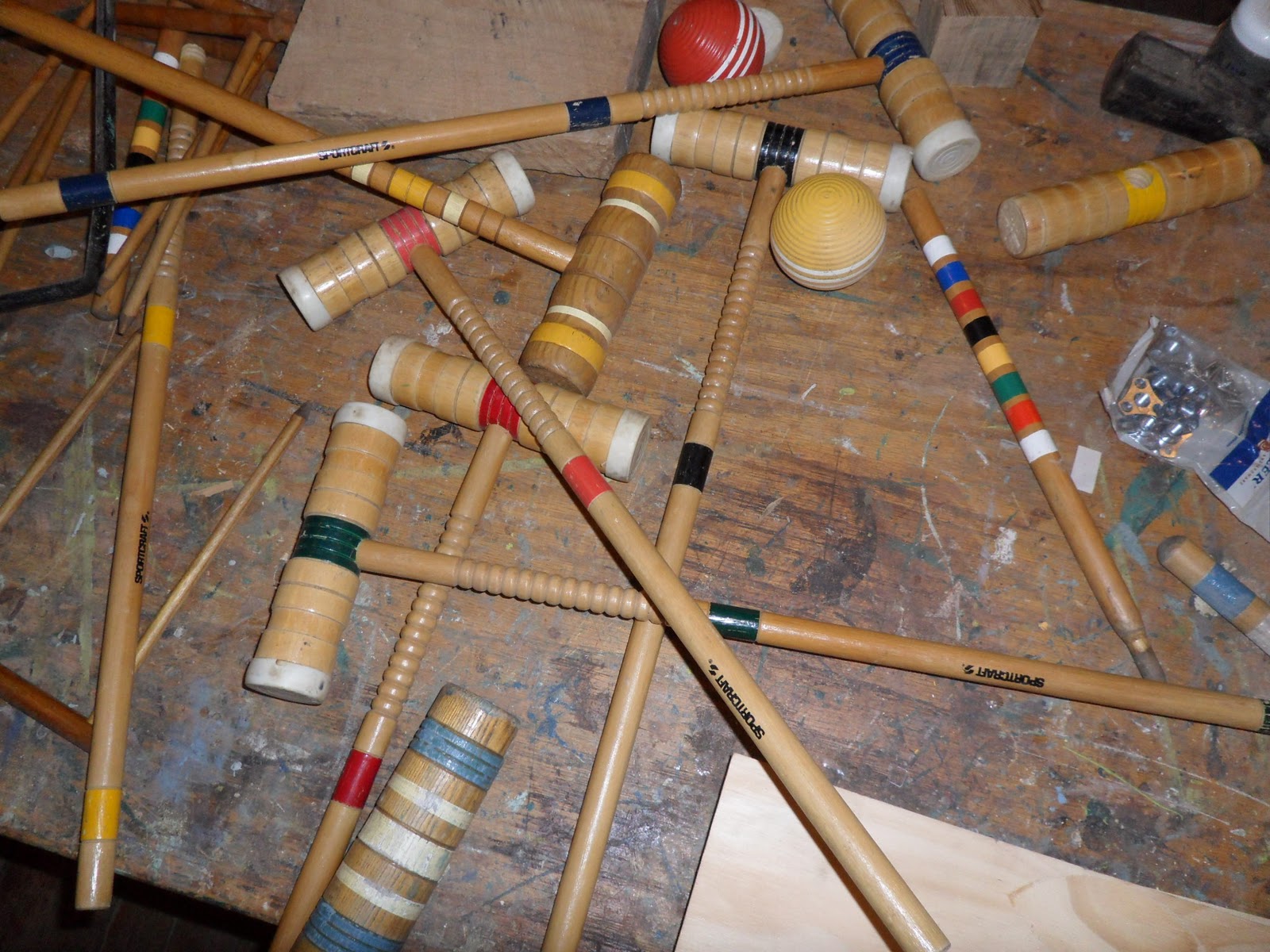 reclaimed crafts: croquet mallet heads repurposed as candlesticks