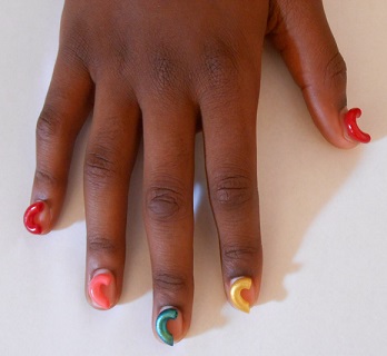 Nightmare Nails : Colorful Elbow Macaroni Nails