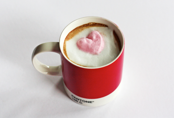 A Valentine latte with pink froth | How About Orange