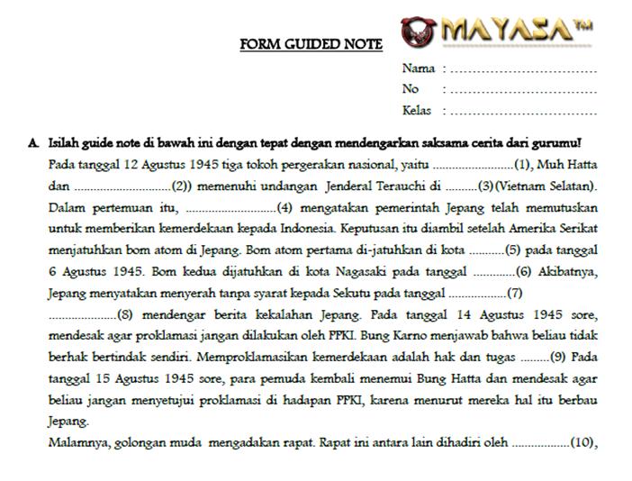 Contoh Form Guided Note ~ MAYASA™