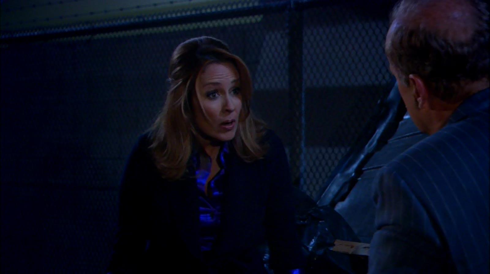 Ladies in Satin Blouses: patricia heaton - purple satin blouse under suit