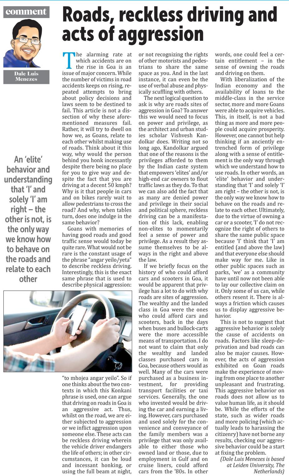 THE VALLEY OF WORDS: ROADS, RECKLESS DRIVING, AND ACTS OF AGGRESSION