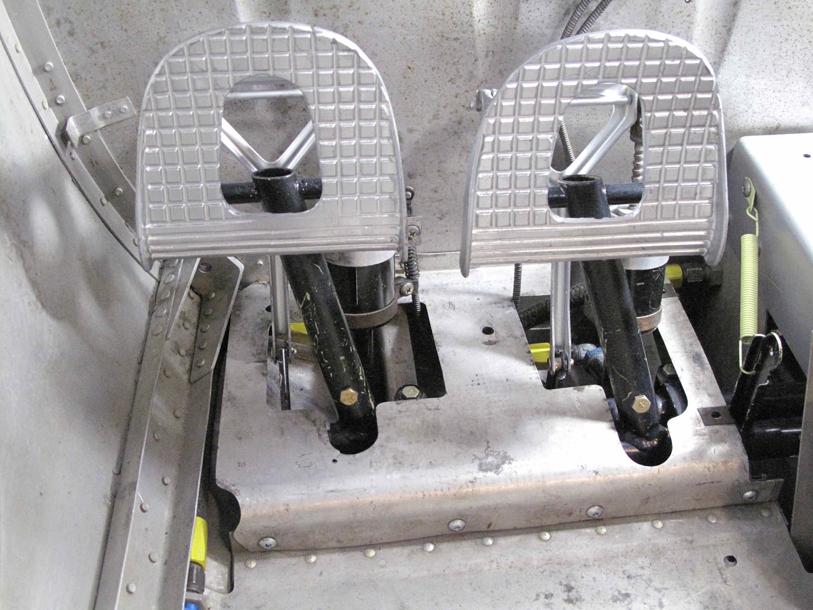 Cessna 140 Rebirth: Rudder Pedals and Control Column Installed