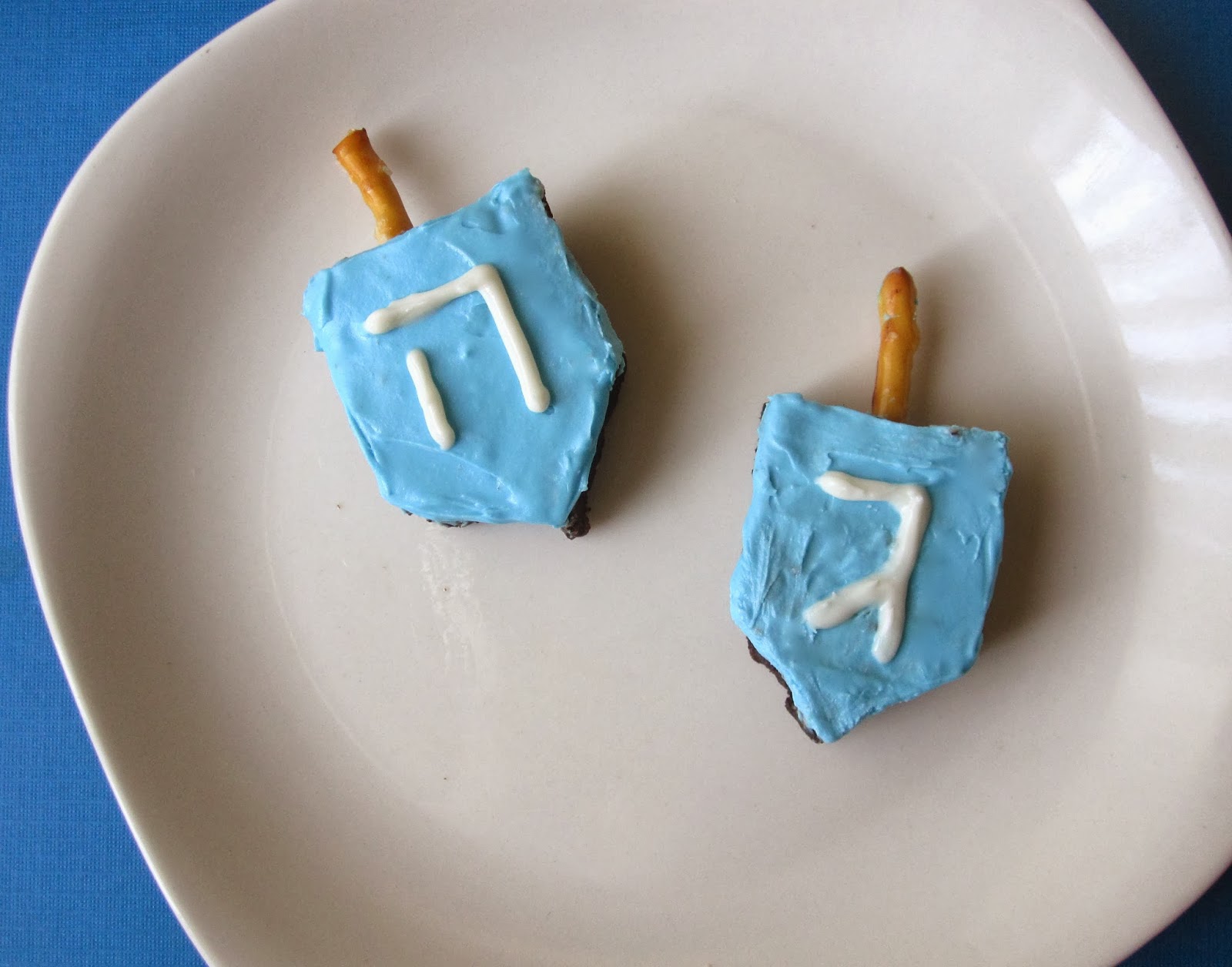 Frosted Brownie Hanukkah Dreidels - The Lindsay Ann
