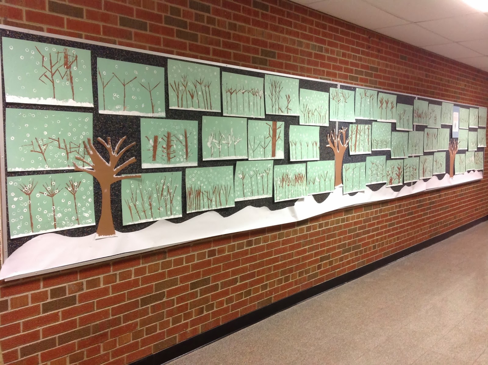 The Artsy Fartsy Art Room: K & 1 Printed Snowy Trees