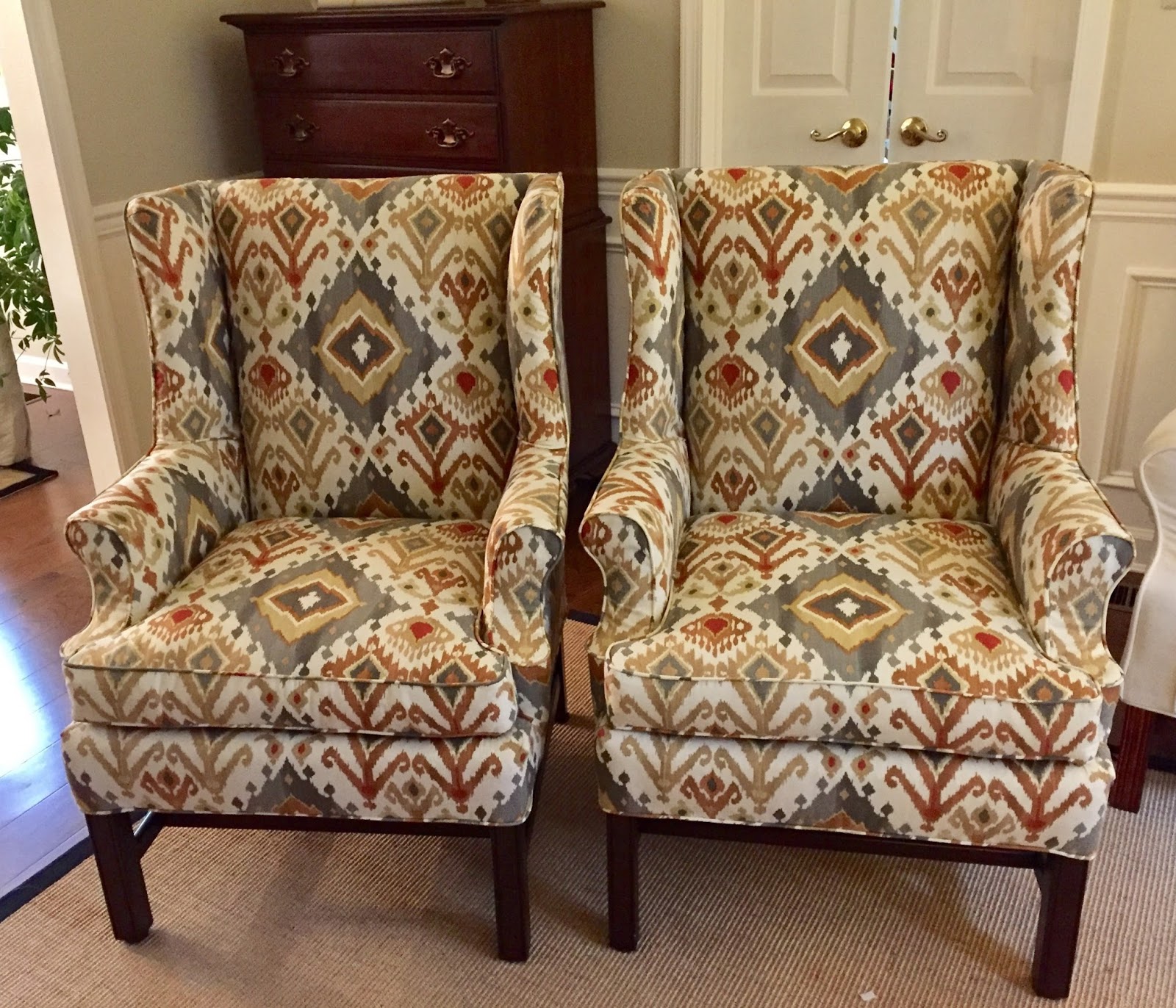 Pam Morris Sews: IKAT WING CHAIRS