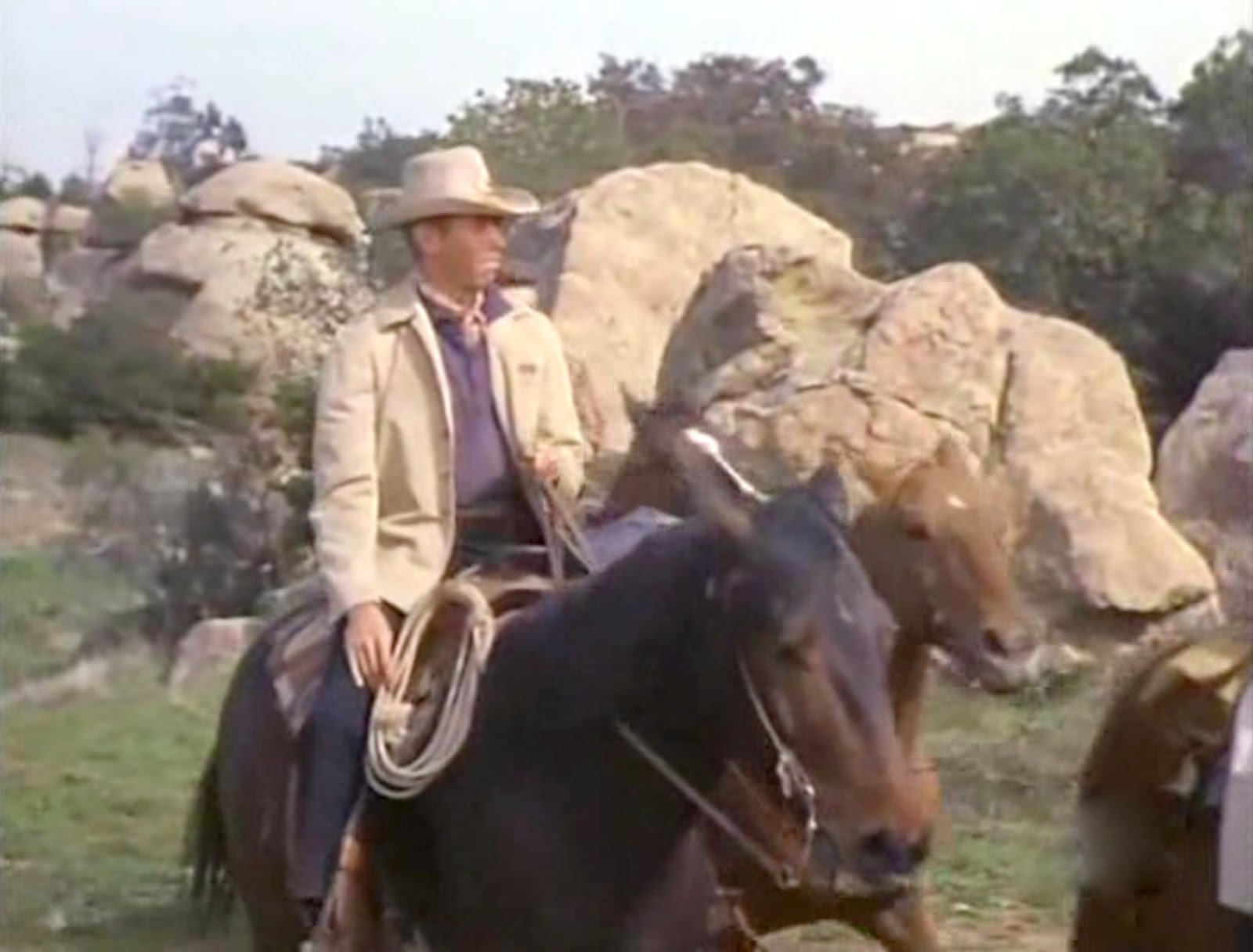 Iverson Movie Ranch: James Coburn roams the Iverson Ranch on "Bonanza"
